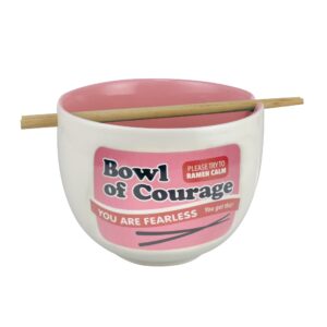 enesco our name is mud courage you are fearless ramen noodle bowl and chopsticks, 4.25 inch, multicolor