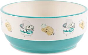 pavilion gift company pavilion-chips & dip-patterned 6.25 inch teal ceramic snack bowl, blue