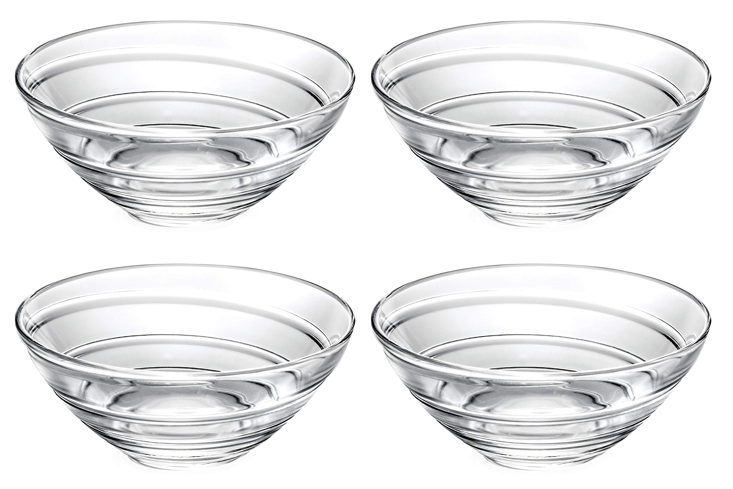 Barski Glass Bowl - For Dessert - Salad - Pasta - Fruit - Nuts - Chocolate - Set of 4 Bowls - Designed - 6.25" Diameter - Made in Europe