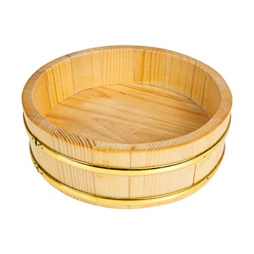 UPKOCH Sushi Box Wooden Sushi Rice Bowl Hangiri Mixing Bowl Japanese Rice Bucket Hangiri Sushi Oke Rice Mixing Tub for Home Kitchen Wood Color 24X24X6.5CM Sushi Rice Bowl