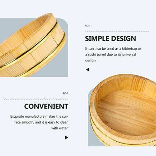 UPKOCH Sushi Box Wooden Sushi Rice Bowl Hangiri Mixing Bowl Japanese Rice Bucket Hangiri Sushi Oke Rice Mixing Tub for Home Kitchen Wood Color 24X24X6.5CM Sushi Rice Bowl