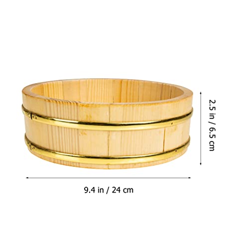 UPKOCH Sushi Box Wooden Sushi Rice Bowl Hangiri Mixing Bowl Japanese Rice Bucket Hangiri Sushi Oke Rice Mixing Tub for Home Kitchen Wood Color 24X24X6.5CM Sushi Rice Bowl