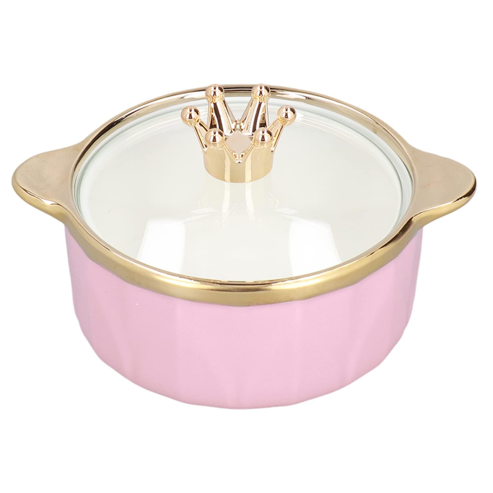 Ceramic Ramen Soup Bowls with Handles, Crown Knob Lid Large Soup Bowl Microwave Ramen Bowl Noodle Bowls with Lid for Office Dorm Room Instant Cooking(Pink)