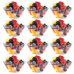 vikko glass bowls, set of 12, glass dessert bowls, 7 ounce glass dish for dessert, candy, kitchen prep, dishwasher safe