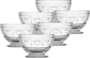 la rochere set of 6, versailles 9 oz small bowls, clear