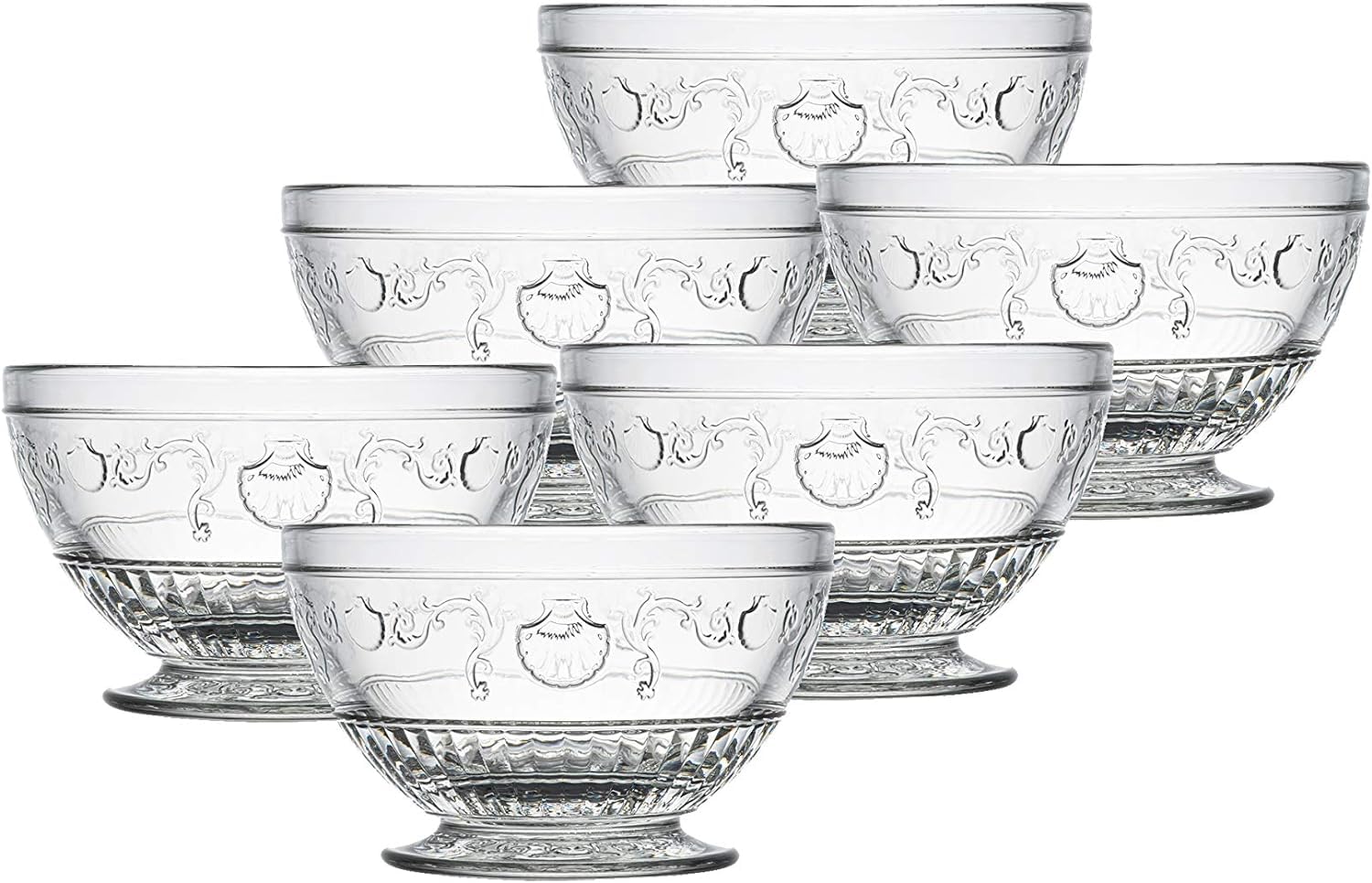 La Rochere Set of 6, Versailles 9 oz Small Bowls, Clear