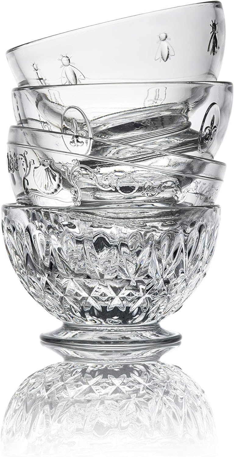 La Rochere Set of 6, Versailles 9 oz Small Bowls, Clear