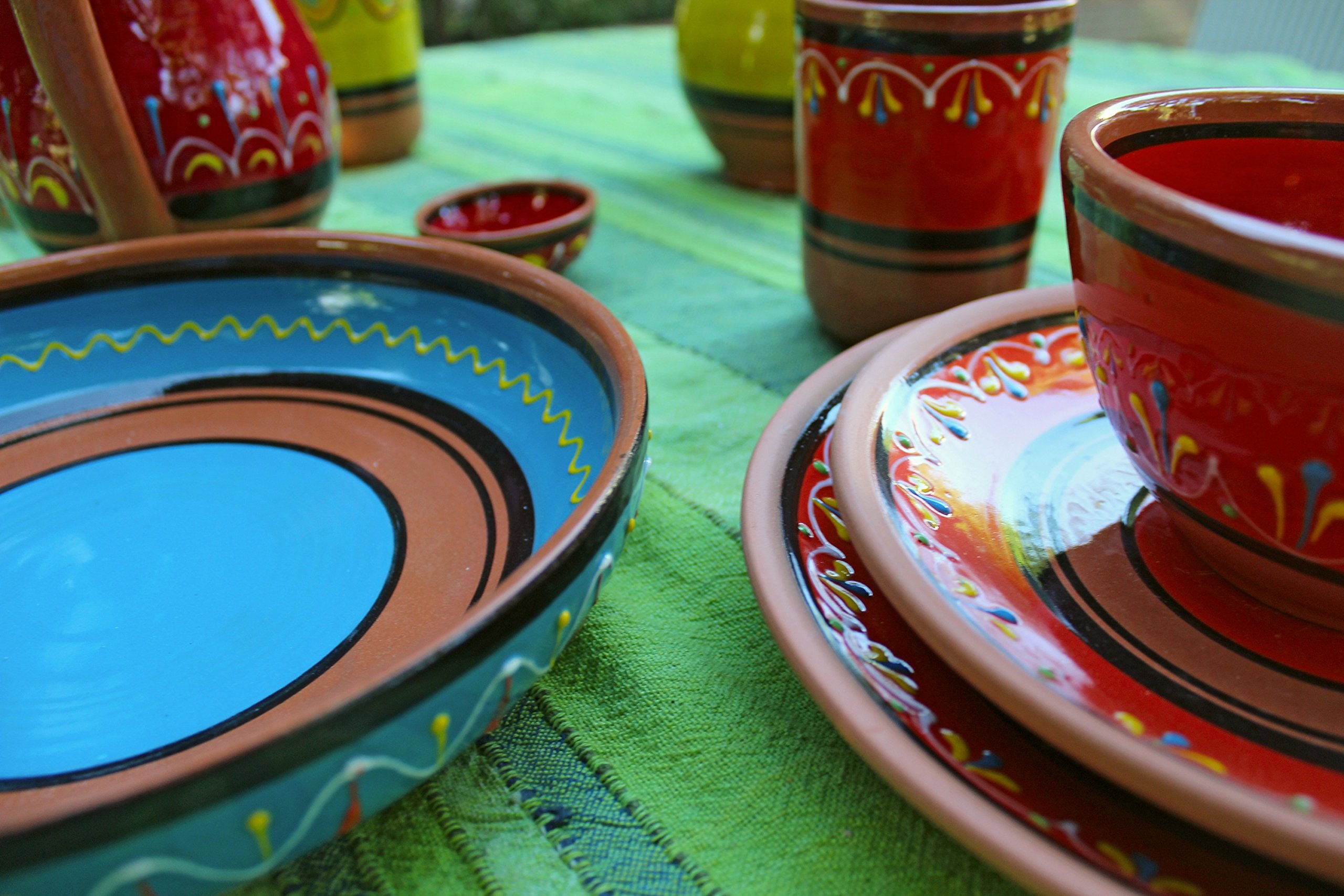 Canyon Cactus Ceramics Spanish Terracotta Set Of 3 Small Dipping Bowls, Blue