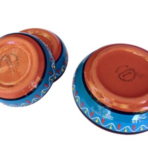 Canyon Cactus Ceramics Spanish Terracotta Set Of 3 Small Dipping Bowls, Blue