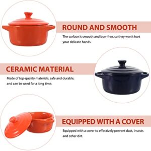 UPKOCH Ceramic Baking Pan 2pcs Ceramic Soup Bowls with Handles Rice Bowls Food Containers with Lid Serving Bowl for kitchen French Onion Soup Oven Microwave Dishwasher Safe Ceramic Soup Bowl