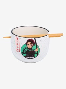 demon slayer: kimetsu no yaiba tanjiro kamado ramen bowl with chopsticks