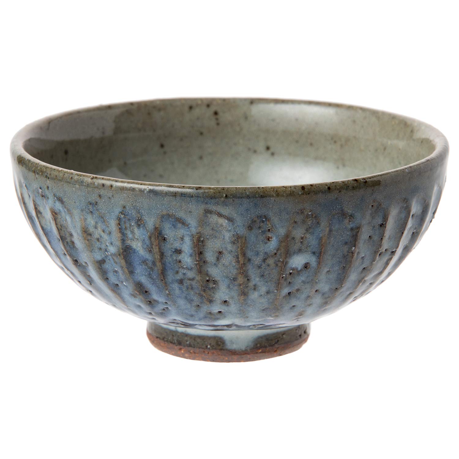 Marui Seitou MR-3-3489 Shigaraki Ware Hechimon Rice Bowl, Small, Blue Hagi Carving, 4.5 inches (11.5 cm)