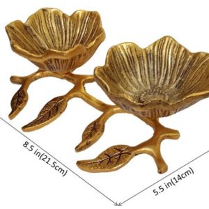 Purpledip Metal Serving Bowls Set: Flower Design Tray Platter,Gold (12514)