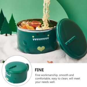 Luxshiny Instant Noodle Bowls with Lid Stainless Steel Bowl Sets Dinosaur Pattern Noodle Bowl Cereal Bowl Ramen Bowls Pasta Bowl Soup Bowl for Home