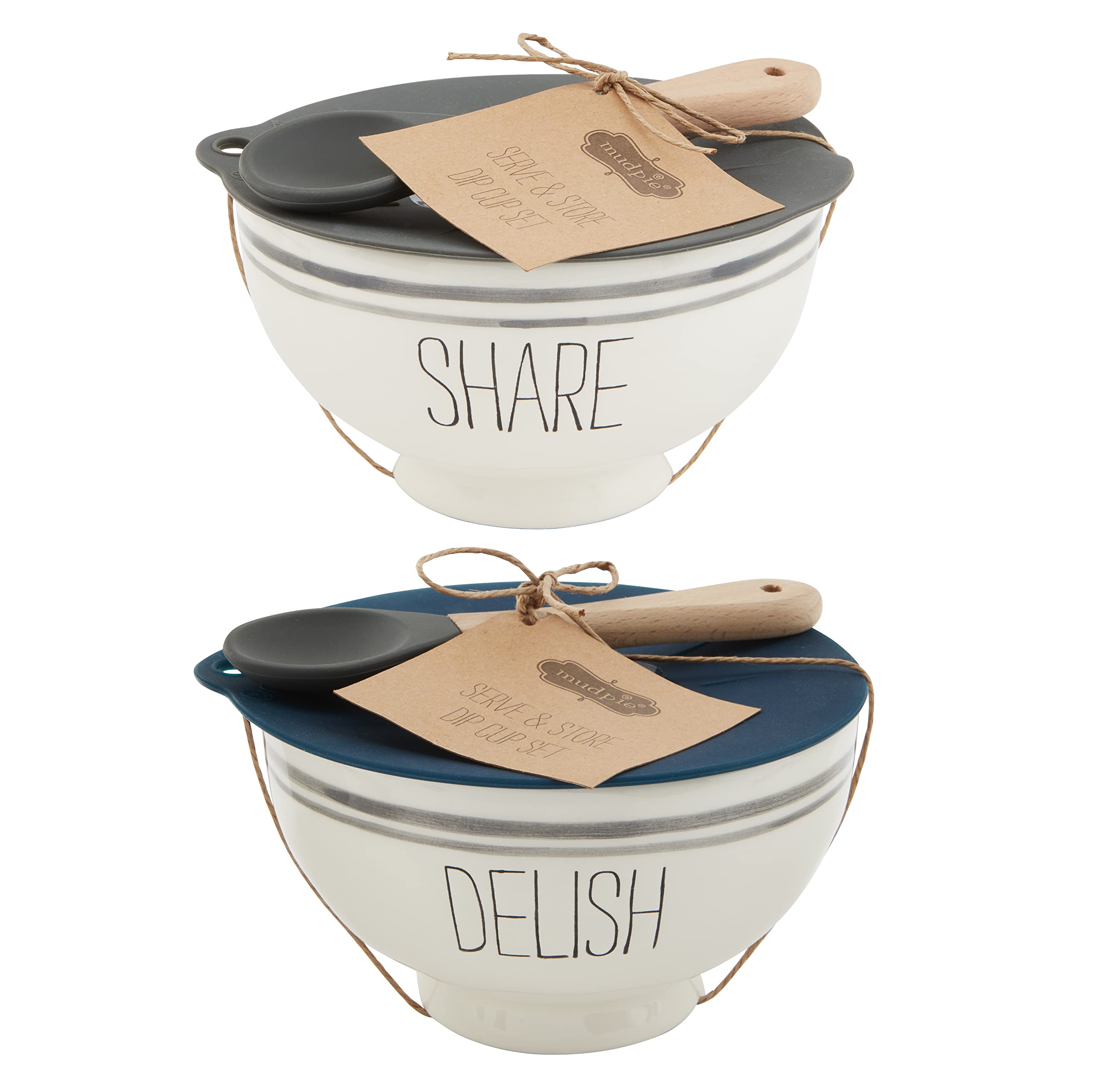 Mud Pie Bistro Bowl and Silicone Lid Set, Delish, 5" dia