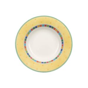 villeroy & boch twist alea limone rim soup, 9.5 in, white/yellow