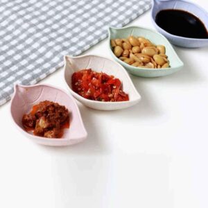 Bowl Set Small Bowls Cereal Bowl Ceramic Bowl ZHANGDONG16PCS Sauce Dishes Leaves Shaped Seasoning Dishes Mini Appetizer Plates Dipping Saucers Bowl for Restaurant Hotel Home7.13