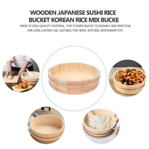 YARDWE Sushi Rice Bowl Large Japanese Hangiri Sushi Oke Rice Mixing Tub Rice Bowl Container for Restaurant Home Kitchen