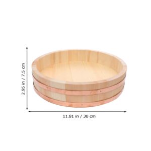 YARDWE Sushi Rice Bowl Large Japanese Hangiri Sushi Oke Rice Mixing Tub Rice Bowl Container for Restaurant Home Kitchen