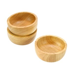 aeravida triple ramekin condiment cup brown kitchen décor natural rain tree wooden set | ramekin condiment cups | wooden serving bowls for food | wooden fruit salad bowls