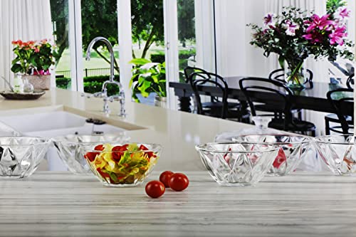 Circleware Living Spaces Set of Glass Bowls, Set of 6, Glassware for Fruits, Salad, Punch, Beverage, Ice Cream, Dessert, Food and Best Décor Gifts, 8oz, Clear