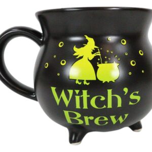 Ebros Wicca Witch's Brew Alchemy And Magic Potion Reduction Fired Porcelain Cauldron Shaped Bowl Or Large Mug 32oz With Handle Hot Cocoa Coffee Tea Cereal Soup Mugs Bowls Occult Witchcraft