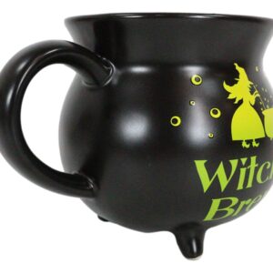 Ebros Wicca Witch's Brew Alchemy And Magic Potion Reduction Fired Porcelain Cauldron Shaped Bowl Or Large Mug 32oz With Handle Hot Cocoa Coffee Tea Cereal Soup Mugs Bowls Occult Witchcraft