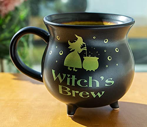 Ebros Wicca Witch's Brew Alchemy And Magic Potion Reduction Fired Porcelain Cauldron Shaped Bowl Or Large Mug 32oz With Handle Hot Cocoa Coffee Tea Cereal Soup Mugs Bowls Occult Witchcraft