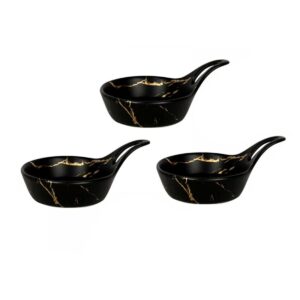 sizikato 3pcs porcelain sauce dish with handle, 4-inch caviar dish, spoon shape