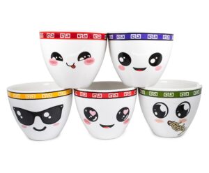 boom trendz ramen bowl set of 5 | ramentic | lomein | phosho | soba | tsohungry, multicolor