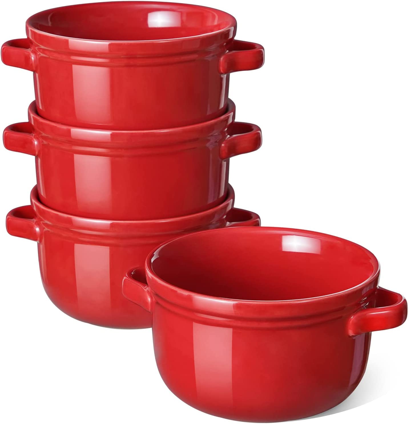 LE TAUCI Pasta Bowls 45 Oz+ Soup Bowls with Handles 28 Oz, Red