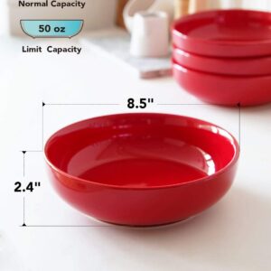 LE TAUCI Pasta Bowls 45 Oz+ Soup Bowls with Handles 28 Oz, Red