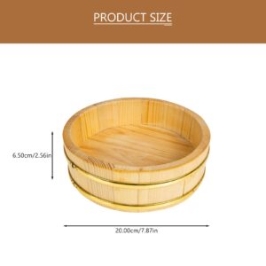 YARDWE Sushi Rice Bowl Wooden Sushi Rice Bowls Hangiri Sushi Rice Mixing Tub Japanese Sushi Bucket Container for Japanese Restaurant (Khaki) Sushi Rice Bowl Large