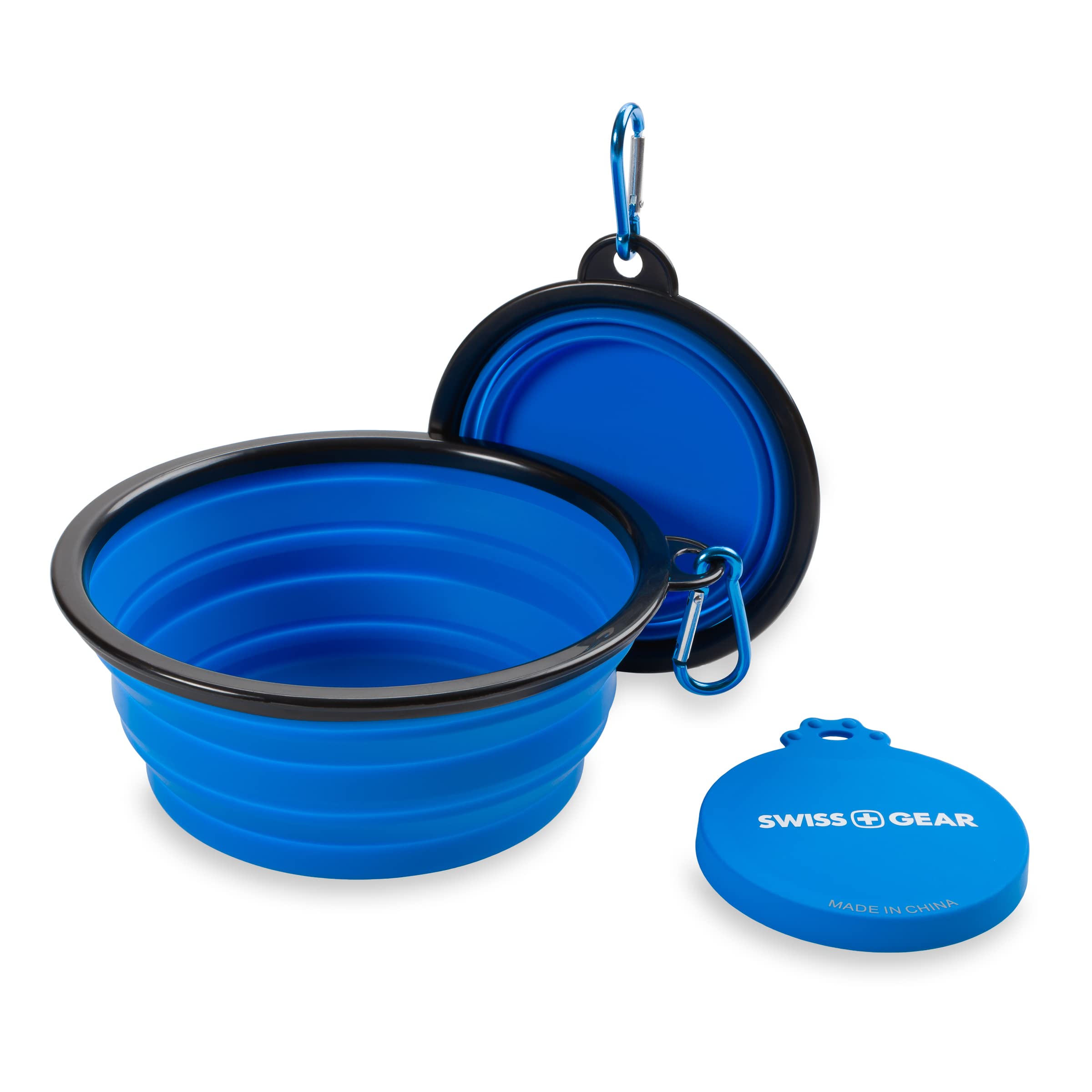 SwissGear 3335 2-Pack Collapsible Dog Bowls for Travel, with Can Lid Set - Blue