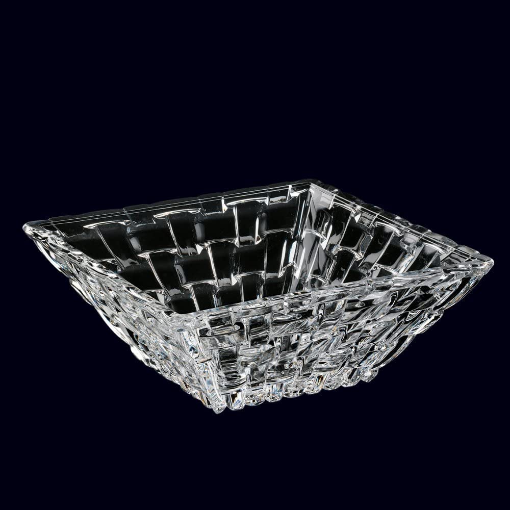 Nachtmann Bossa Nova Collection Square Dip Bowls, Set of 2, Clear Crystal Glass, Serving Dish for Sauce, Salsa, Ice Cream, and Dips, Giftable, 7.8 Inch, Clear, Dishwasher Safe