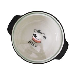 BESTonZON Ceramic Soup Bowl Soup Crock with Handles and Lid Cute Cow Design Casseroles Dishes Serving Bowls for Cereal Stew Chill Beef Stew Pot Pies Instant Noodle Oven Dishwasher Safe