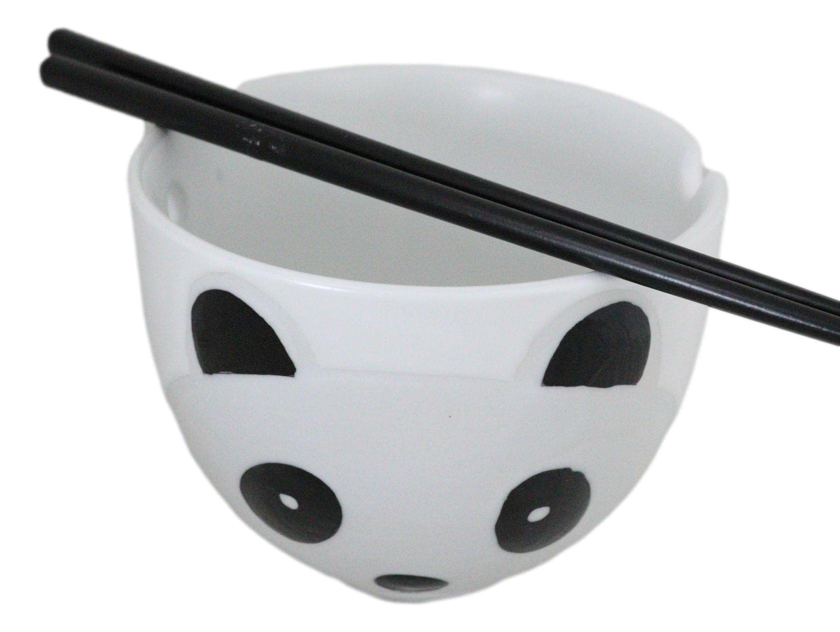 Ebros Gift Whimsical Ceramic Abstract White Giant Panda Pasta Ramen Udong Pho Noodles Soup Bowl and Chopsticks Set Dining Gourmet Meal Pandas Bears Collection Rice Bowls Decor Kitchen