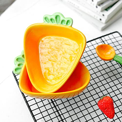 BESTonZON Easter Fruit Bowl Ceramic Candy Dish Carrot Shape Bowl Easter Salad Bowl Appetizer Plates Snack Nut Bowl Dessert Bowl Yogurt Bowl Serving Plate for Easter Spring Party Decor