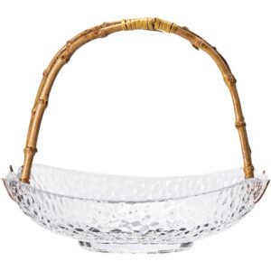 8.6 * 6inch glass fruit basket with handle fruits holder glass snacks serving tray plate fruit vegetable holder kitchen decoration