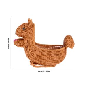 CIYODO 1pc Bowl Holder Natural Bowls Decorative Squirrel Container Decoration Basket Decor Desk Bread Bedroom Household Dish Woven Figurine Kitchen Chips Vegetables Wallet Treat Brown