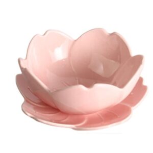 123Arts Sakura Bowl Saucer Set, Ceramic Relief Dessert Bowl Soup Bowl Salad Plate Set