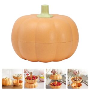 Cabilock Pumpkin Serving Bowl with Lid Wheat Fiber Pumpkin Candy Jar Dessert Fruit Holder Snack Container Food Display Bowl for Wedding Halloween Home Decor