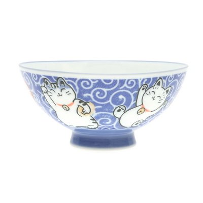 2pc Japanese Blue 9-Cats Arabesque Ricebowl Set Includes 2 Bowls#130-585