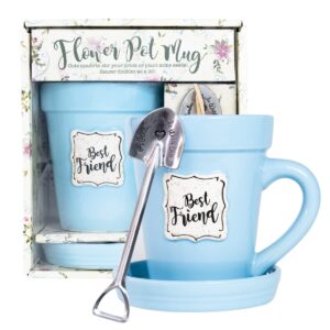 divinity boutique blue flower pot mug - best friend