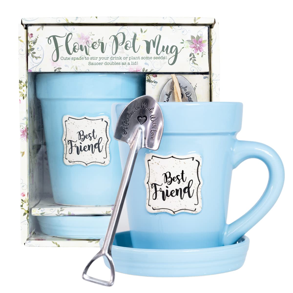 Divinity Boutique Blue Flower Pot Mug - Best Friend