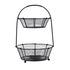 gourmet basics by mikasa tulsa fruit metal storage basket, 2-tier, black