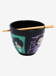 the promised neverland chibi characters ramen bowl with chopsticks