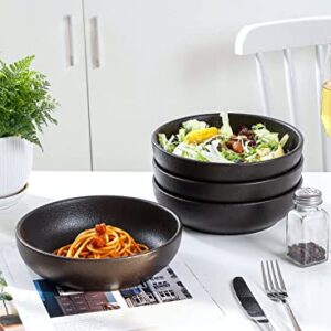 Ghaexui Ceramic Pasta Bowls, Salad Bowls, Large Serving Bowl Set - 35 Ounce, Set of 4, Matte Black