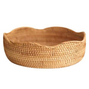 meideli rattan woven storage baske,round fruit snack basket,large decorative bowl basket for home,fruit and vegetables tray holder,bread baskets,food baskets woven s