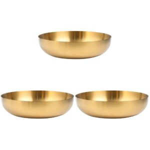 hemoton japanese noodle bowl 3pcs stainless steel mixing bowl 9.4inch japanese ramen noodle bowl gold metal soup bowl salad serving bowl for fruit udon pho asian noodles rice bowls japanese